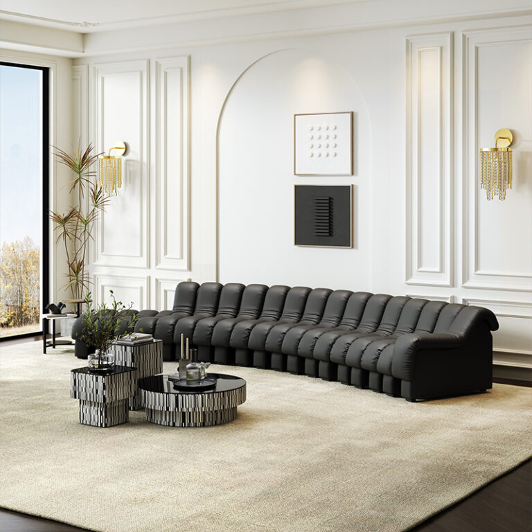 A Serpentine Leather Modern Simple Large Apartment S-shaped Sofa – QD casa