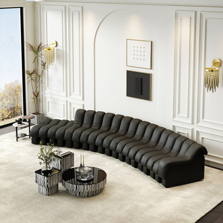 A Serpentine Leather Modern Simple Large Apartment S-shaped Sofa – QD casa