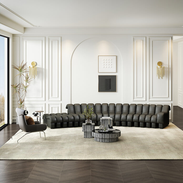 A Serpentine Leather Modern Simple Large Apartment S-shaped Sofa – QD casa